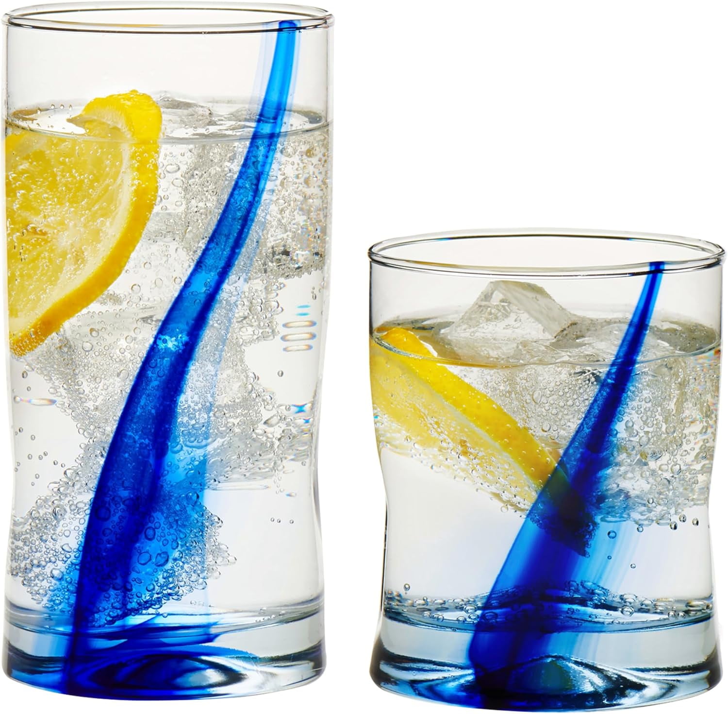 Blue Ribbon 16 Piece Tumbler and Rocks Glass Set, Infused Blue Ribbon ...