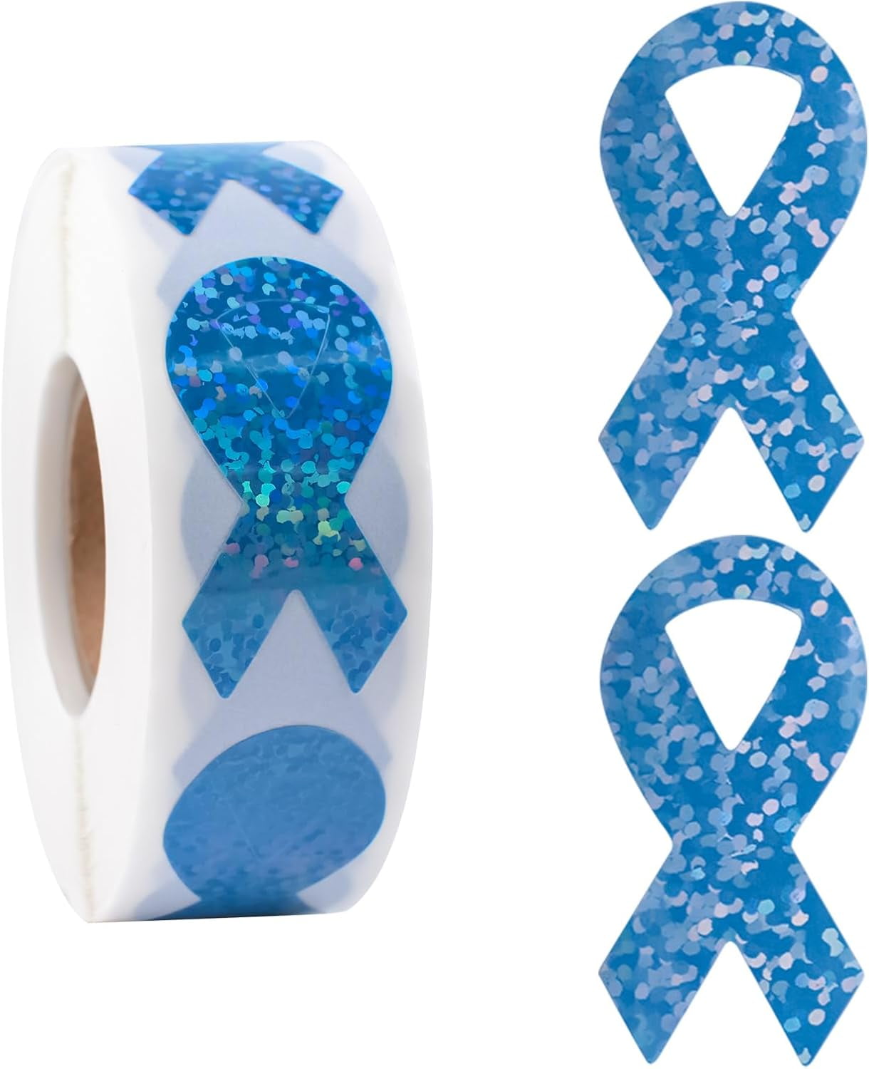 Blue Ribbon Awareness Sticker, 500 PCS Ribbon-Shaped Stickers Circular ...
