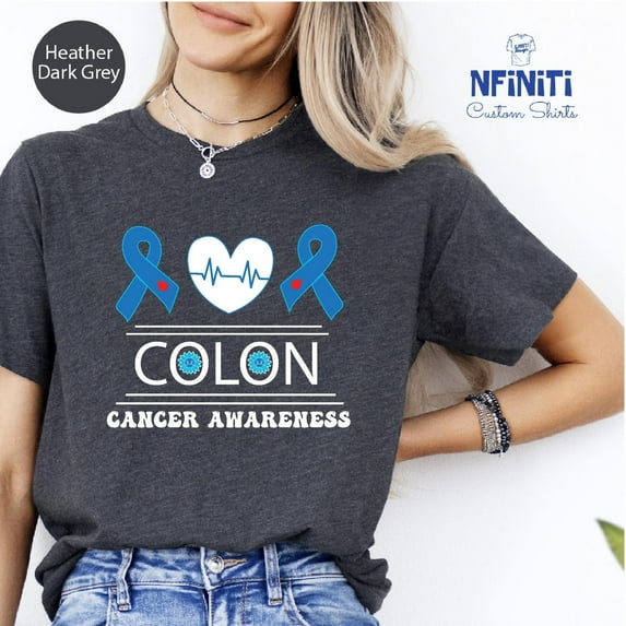 Blue Ribbon Colon Cancer Awareness T-shirt: Survivor Support Gift All ...