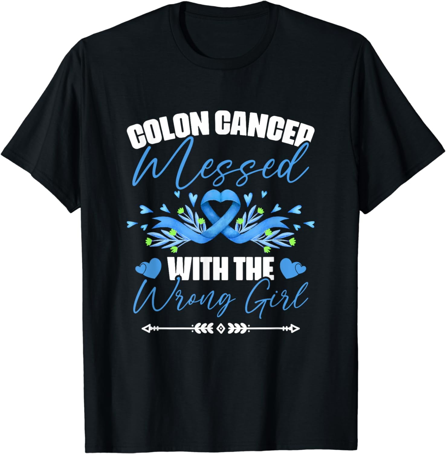 Blue Ribbon Colon Cancer Girl Survivor Colorectal Cancer T-Shirt ...