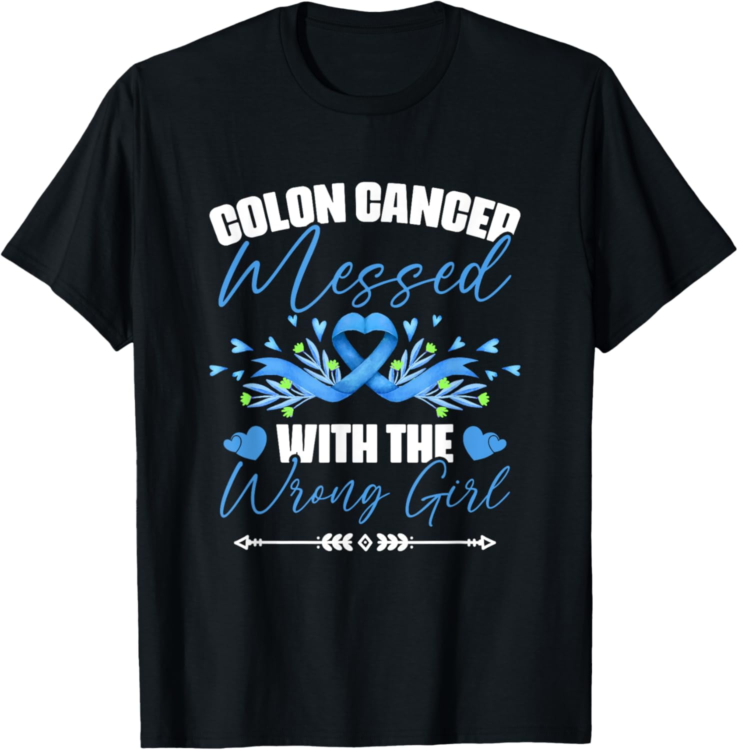 Blue Ribbon Colon Cancer Girl Survivor Colorectal Cancer T-Shirt ...
