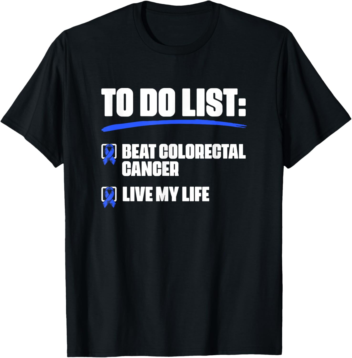 Blue Ribbon Colon Cancer Survivor Beat Colorectal Cancer T-Shirt ...