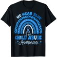 Blue Ribbon Rainbow We Wear Blue For Child Abuse Awareness T-Shirt Gift ...
