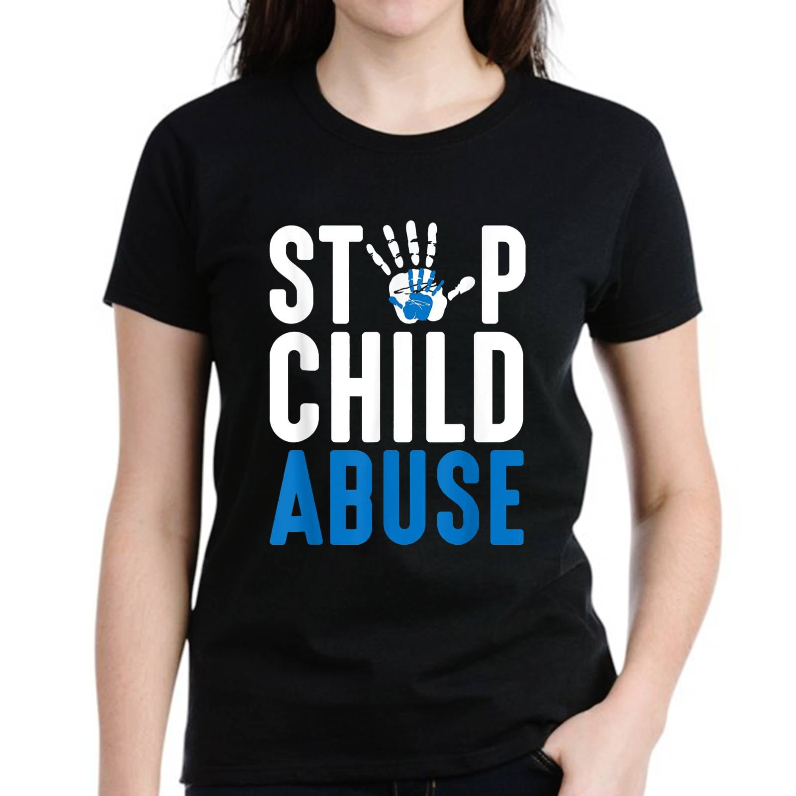 Blue Ribbon Shirt for Women Stop Child Abuse Prevention Month Awareness ...