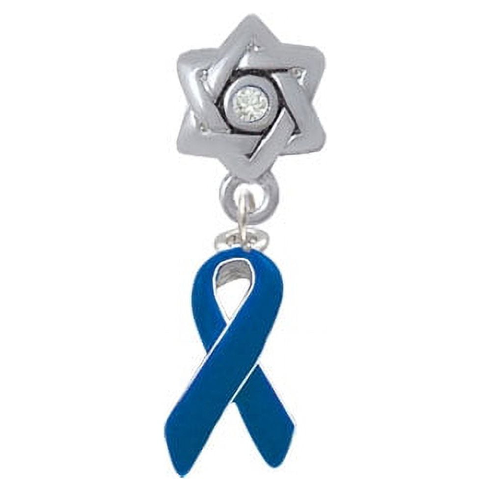 Blue Ribbon - Star of David with Clear Crystal Charm Bead - Walmart.com