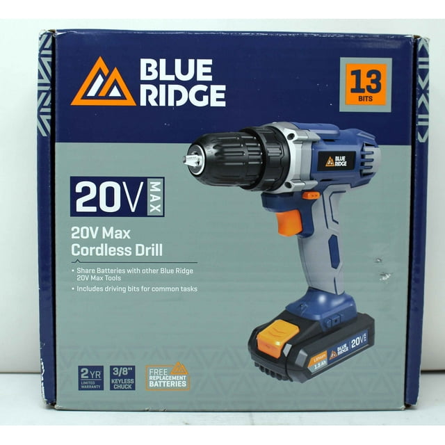 Blue Ridge 20V Max Cordless Drill w/13 Bits - Walmart.com