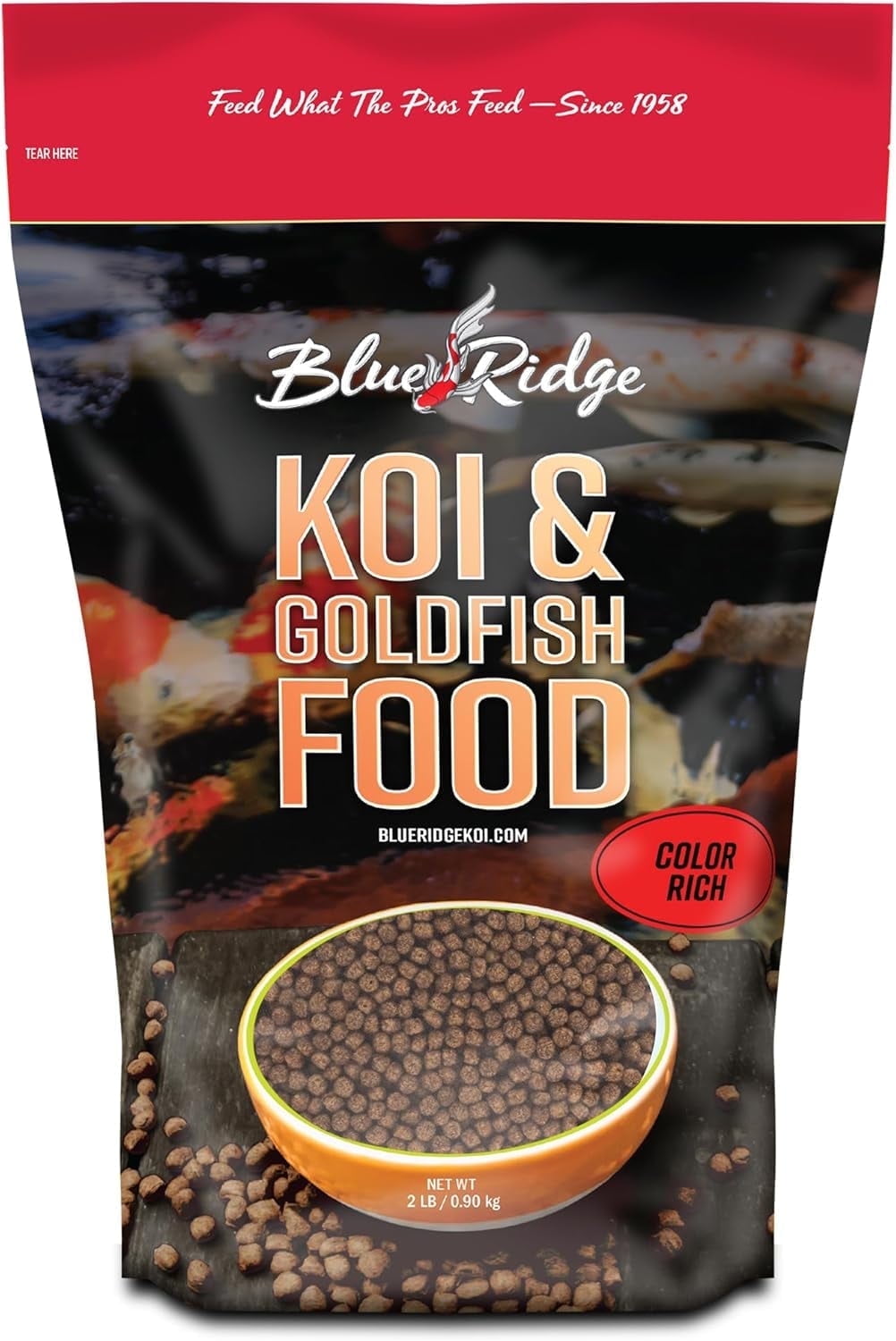 Blue Ridge Koi Fish Food 2lb - Koi Food Color Growth Formula, Goldfish ...