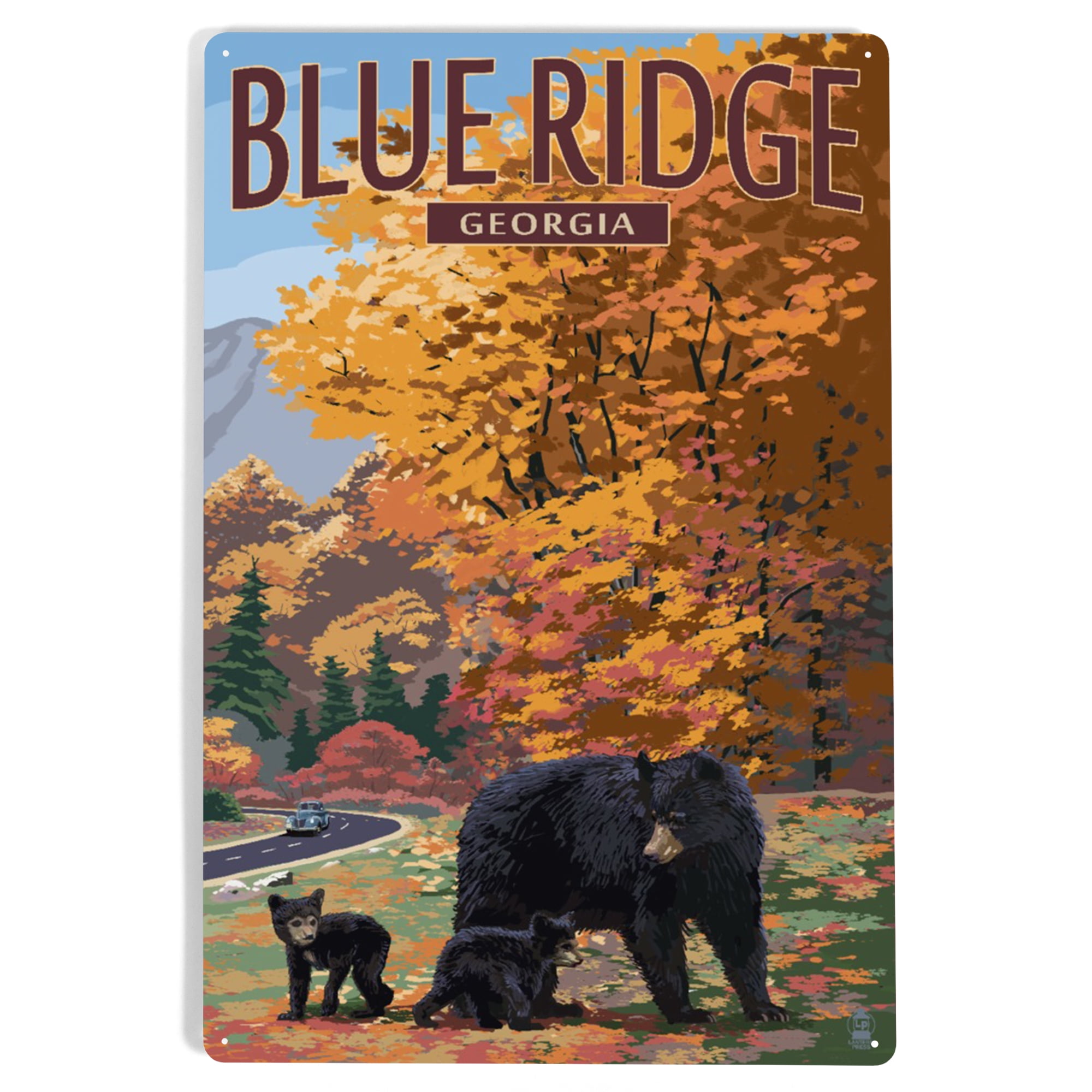 Blue Ridge, Georgia, Bear Family and Fall Colors (12x18 Aluminum Art ...