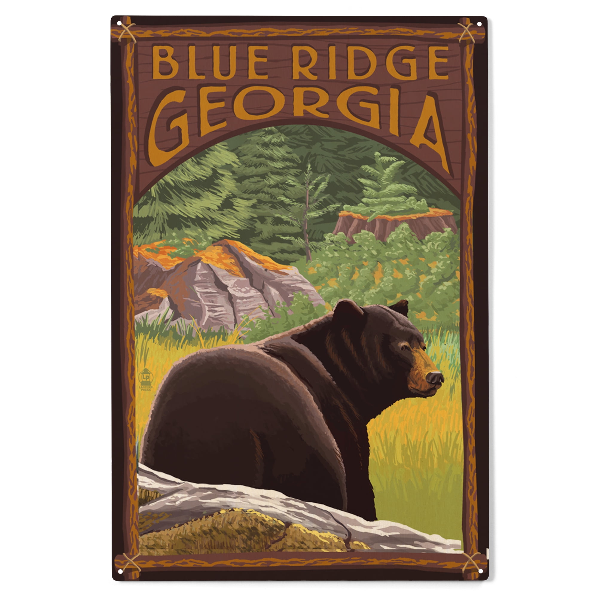 Blue Ridge, Georgia, Bear in Forest Birch Wood Wall Sign (10x15 Rustic ...