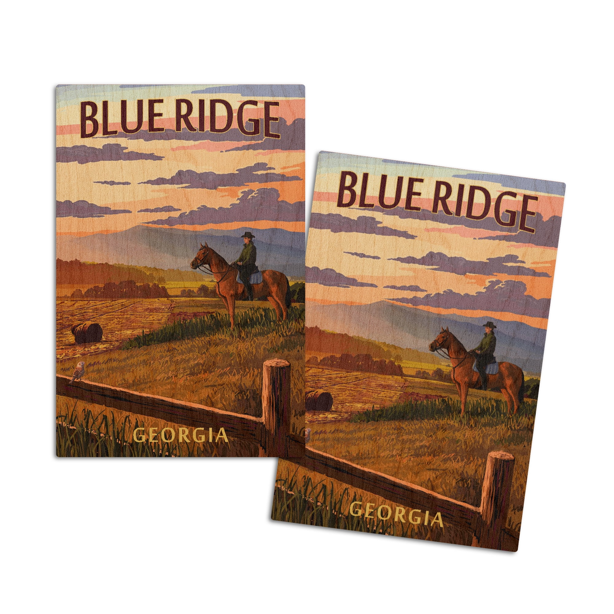 Blue Ridge, Georgia, Cades Cove and Horse (4x6 Birch Wood Postcards, 2 ...