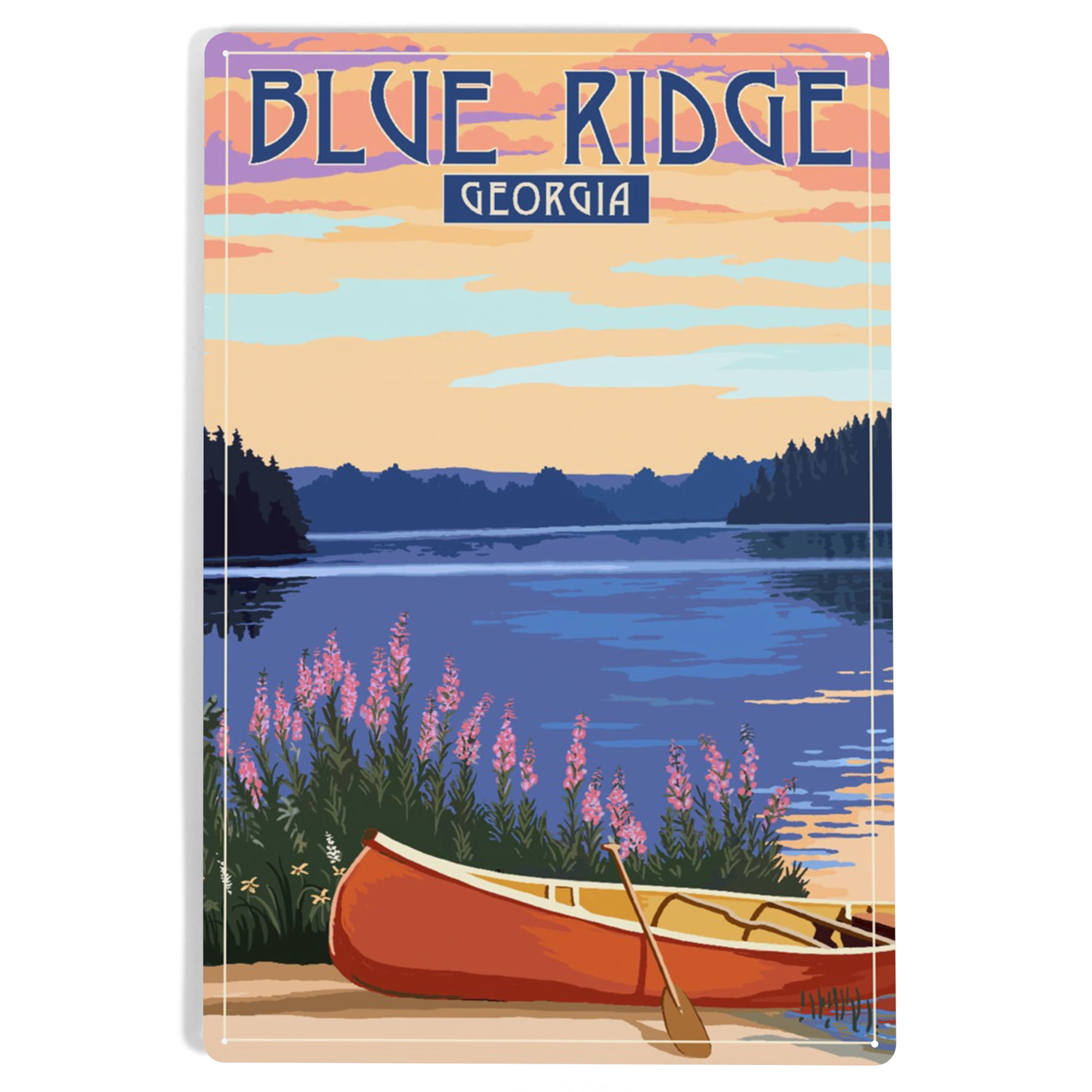 Blue Ridge, Georgia, Canoe and Lake (12x18 Aluminum Art, Indoor Outdoor ...