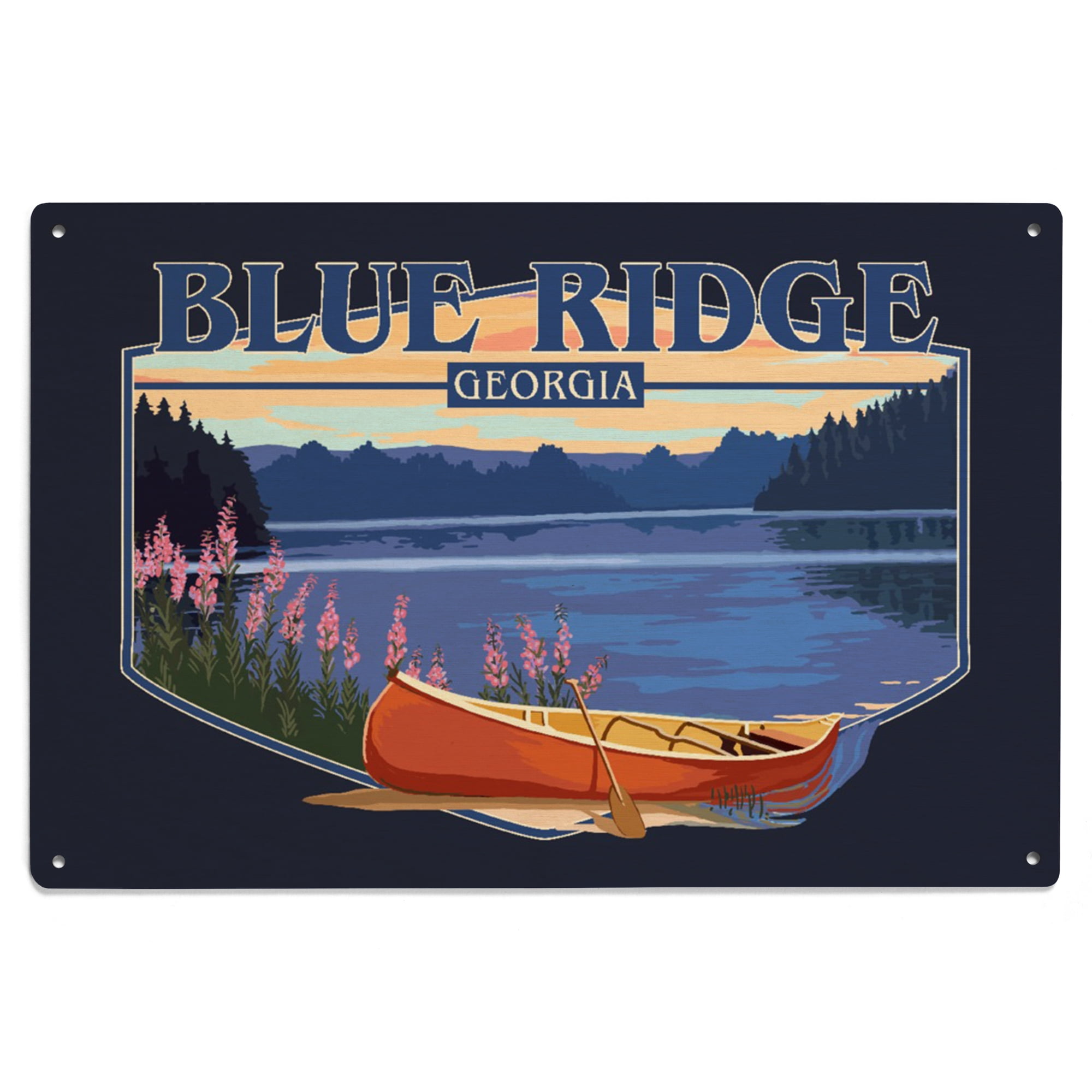 Blue Ridge, Georgia, Canoe and Lake, Contour Birch Wood Wall Sign (6x9 ...