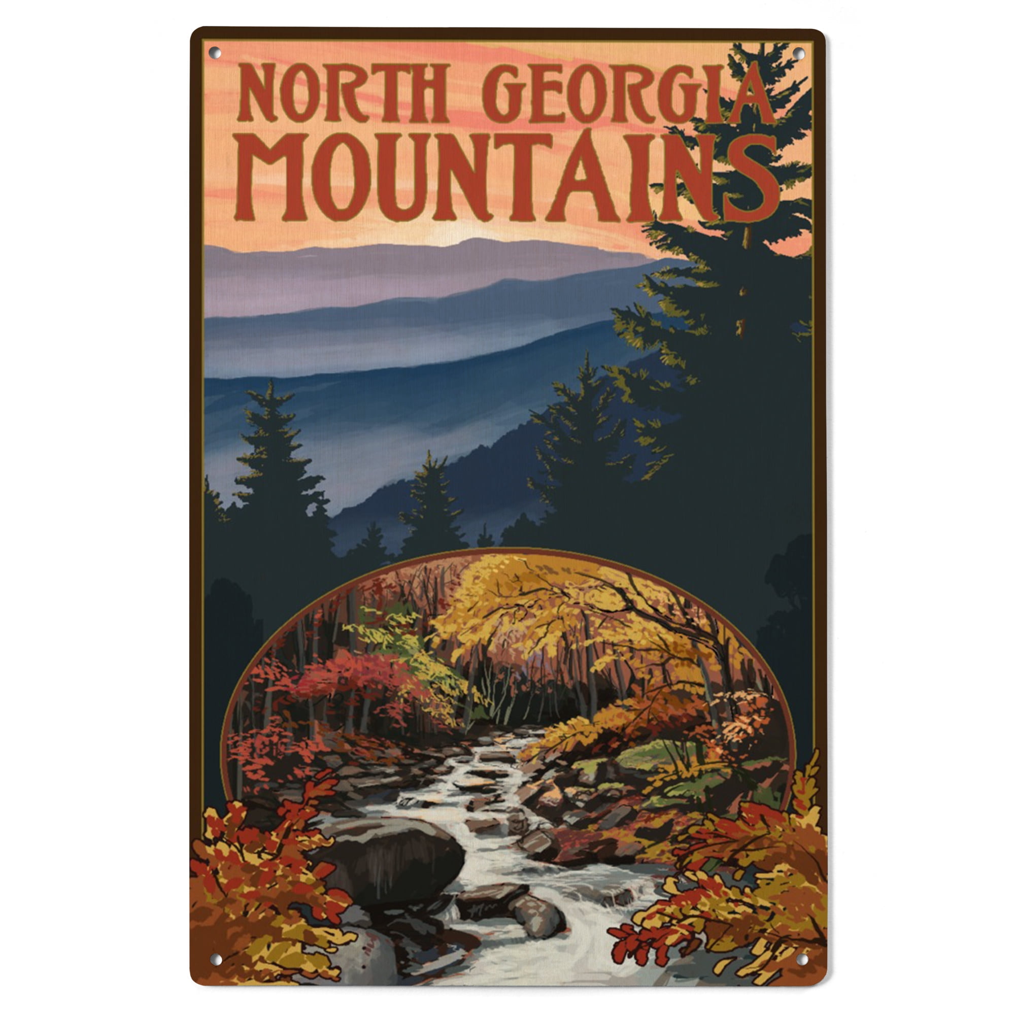 Blue Ridge, Georgia, North Georgia Mountains Birch Wood Wall Sign (6x9 ...