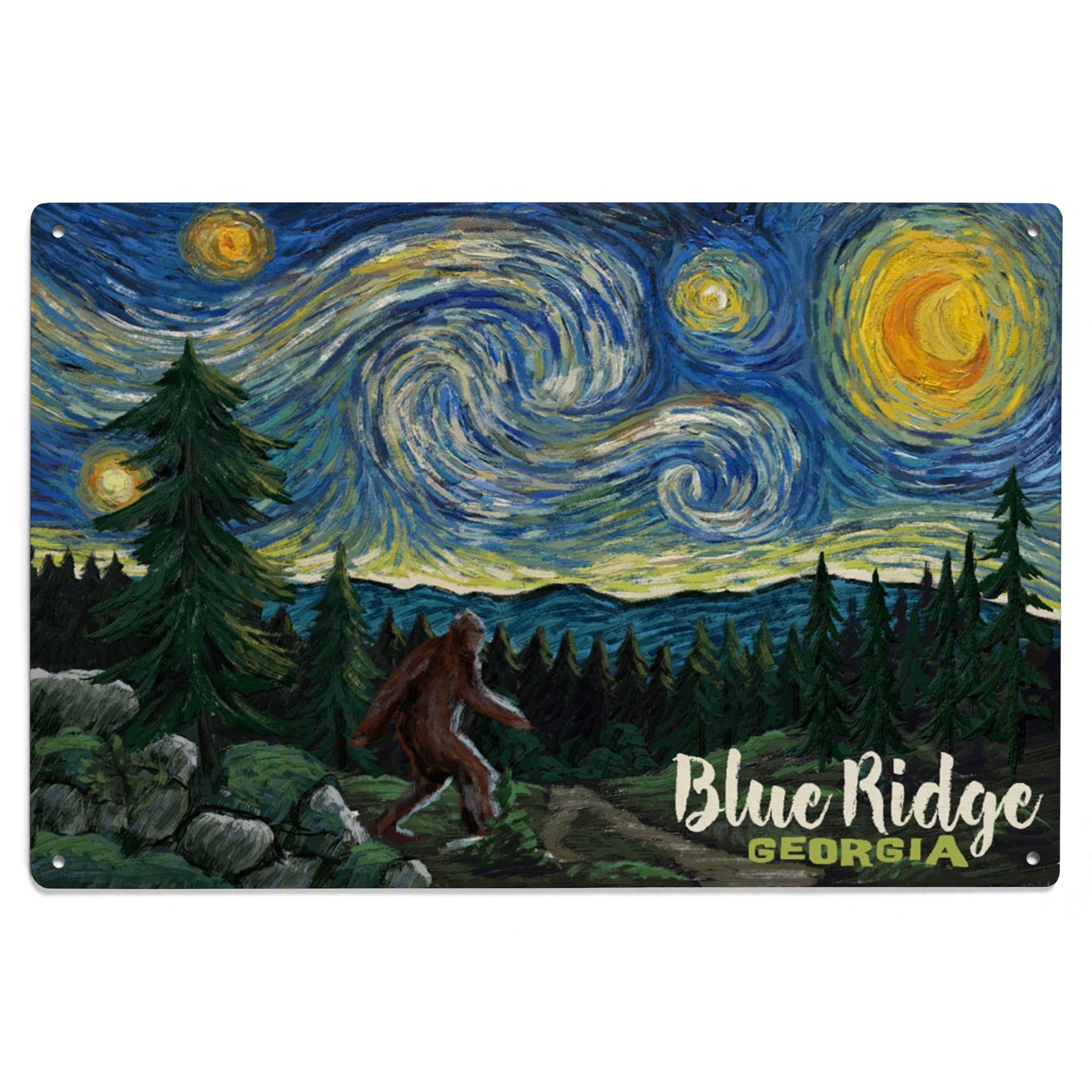 Blue Ridge, Georgia, Van Gogh Starry Night, Bigfoot Birch Wood Wall ...
