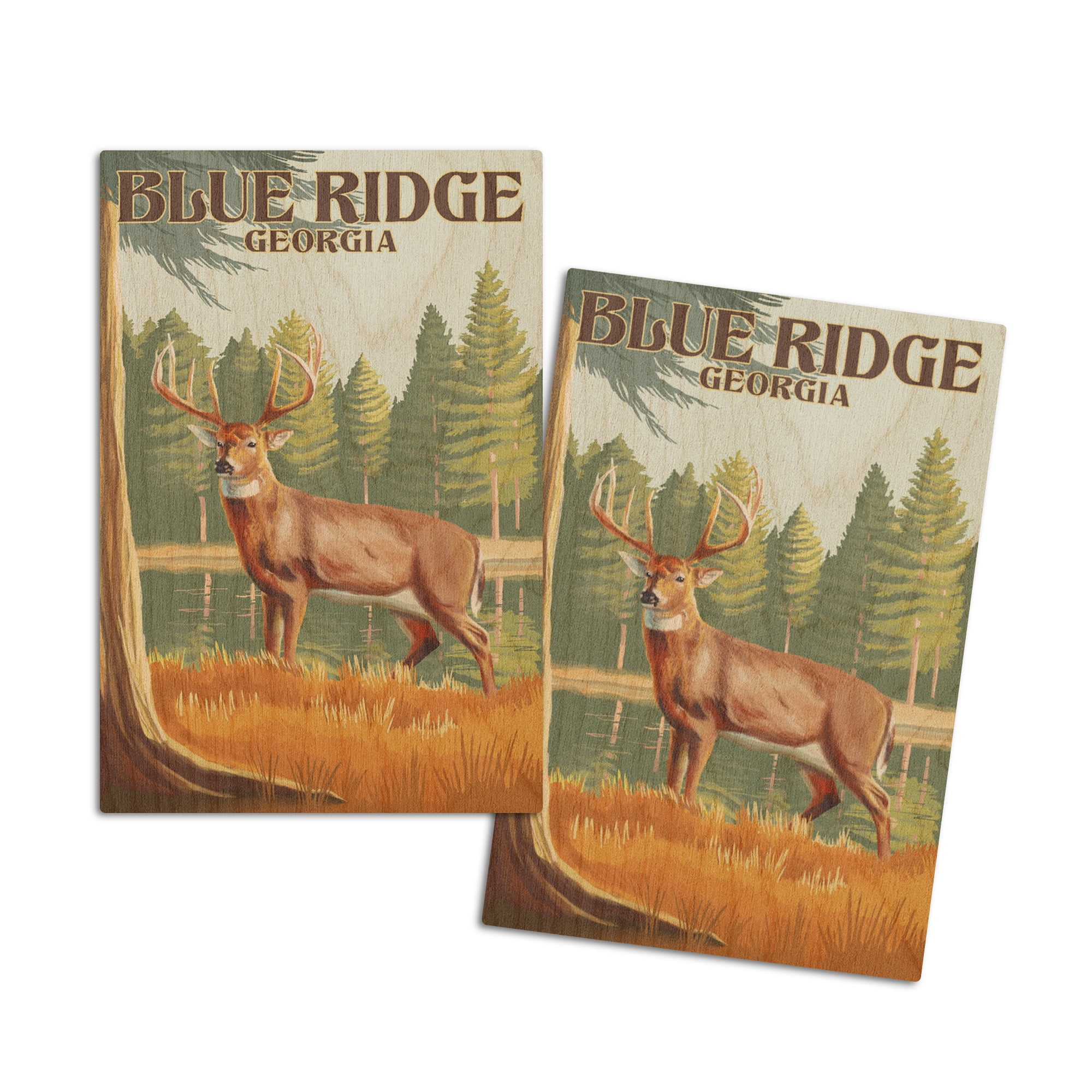 Blue Ridge, Georgia, White Tailed Deer (4x6 Birch Wood Postcards, 2 ...