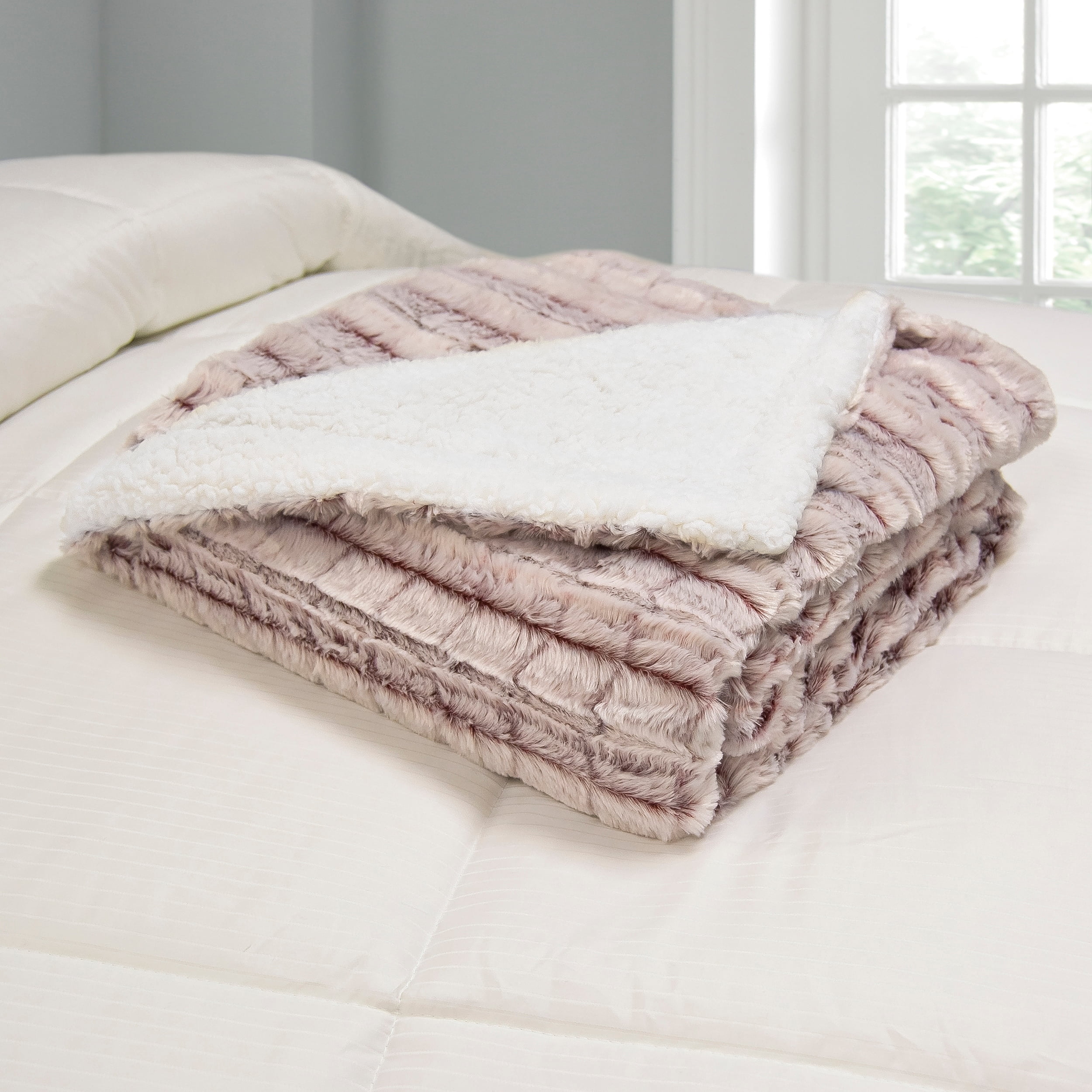 Blue Ridge Home Fashions Ultra Soft Reversible Faux Micro Mink Sherpa ...