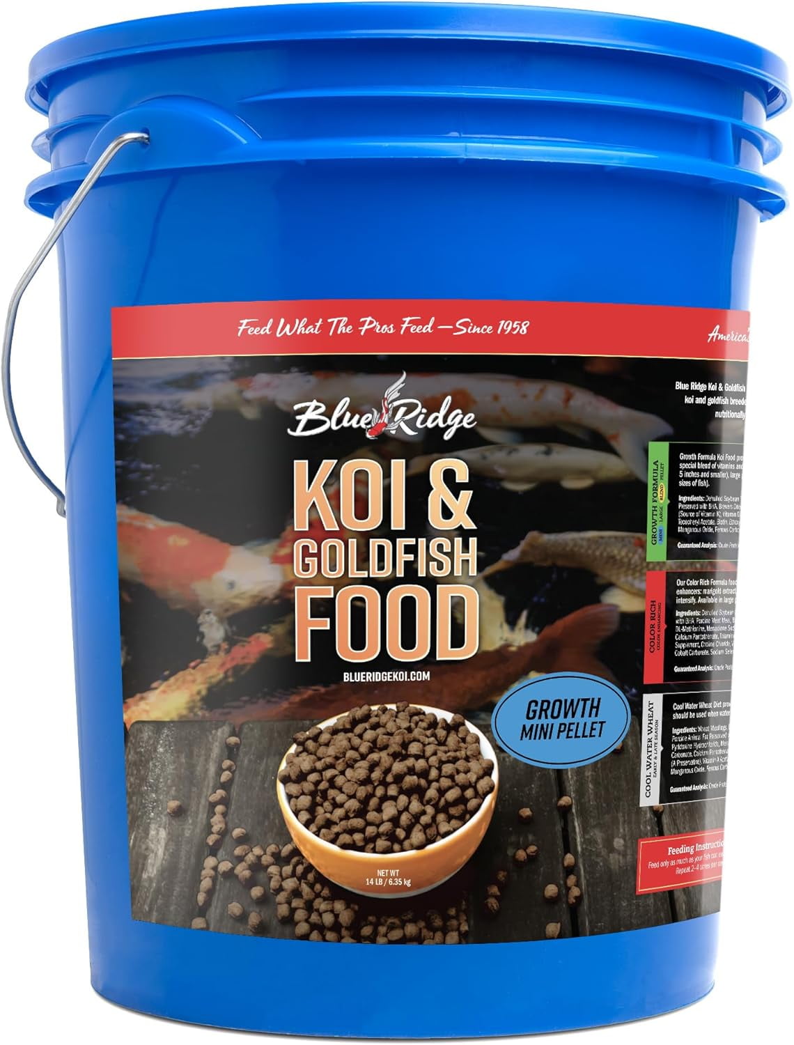 Blue Ridge Koi Fish Food 25lb - Koi Food Mini Growth Formula Goldfish ...