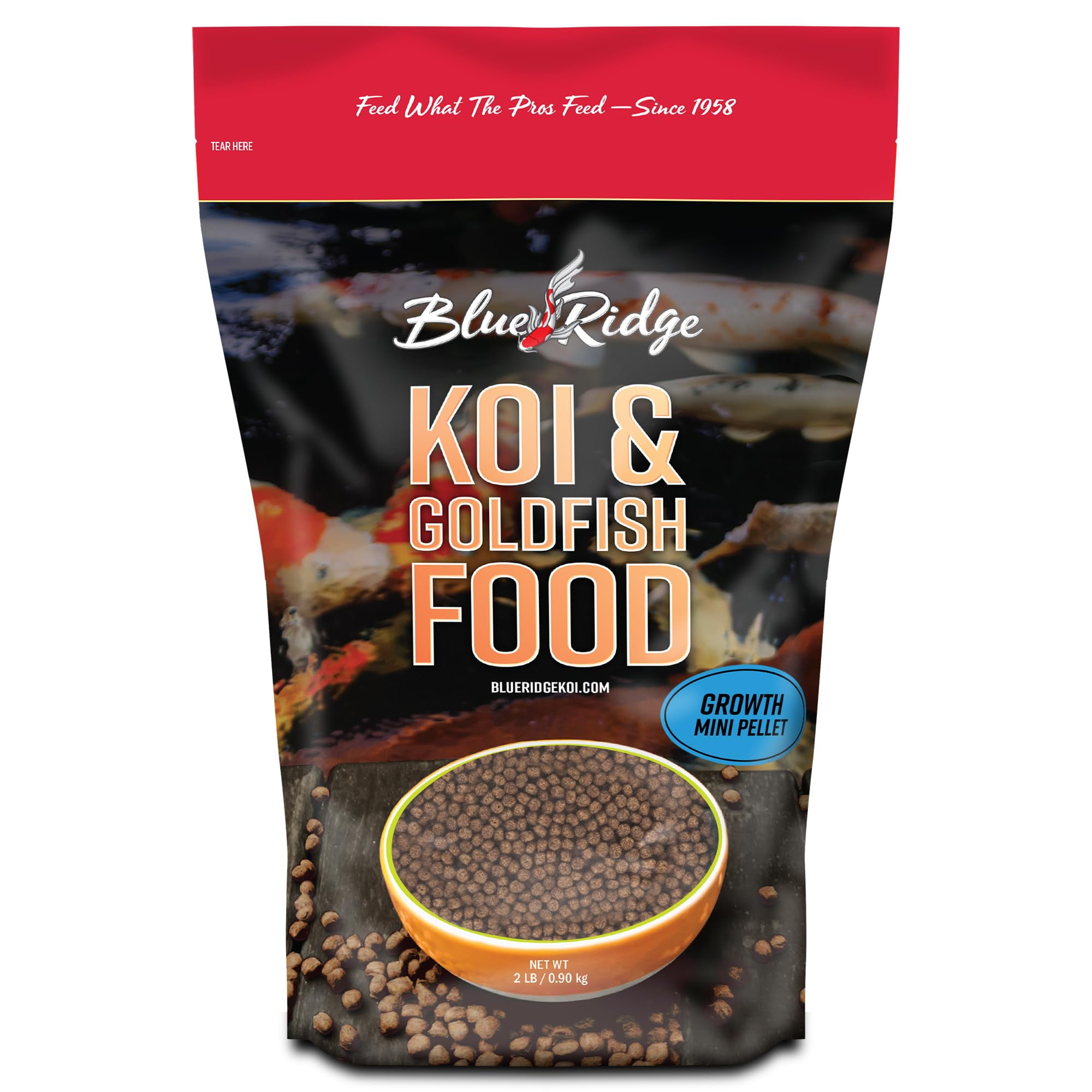 Blue Ridge Koi Fish OIF8 Food 2lb - Koi Food Mini Growth Formula ...