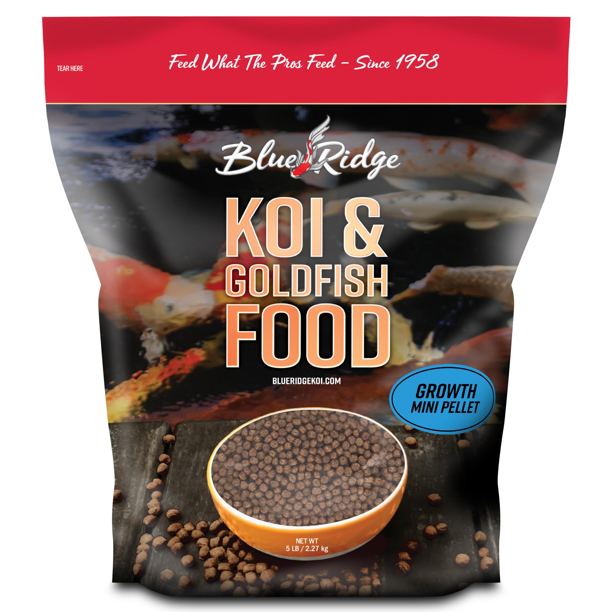 Blue Ridge Koi Fish XEF1 Food 5lb - Koi Food Mini Growth Formula ...