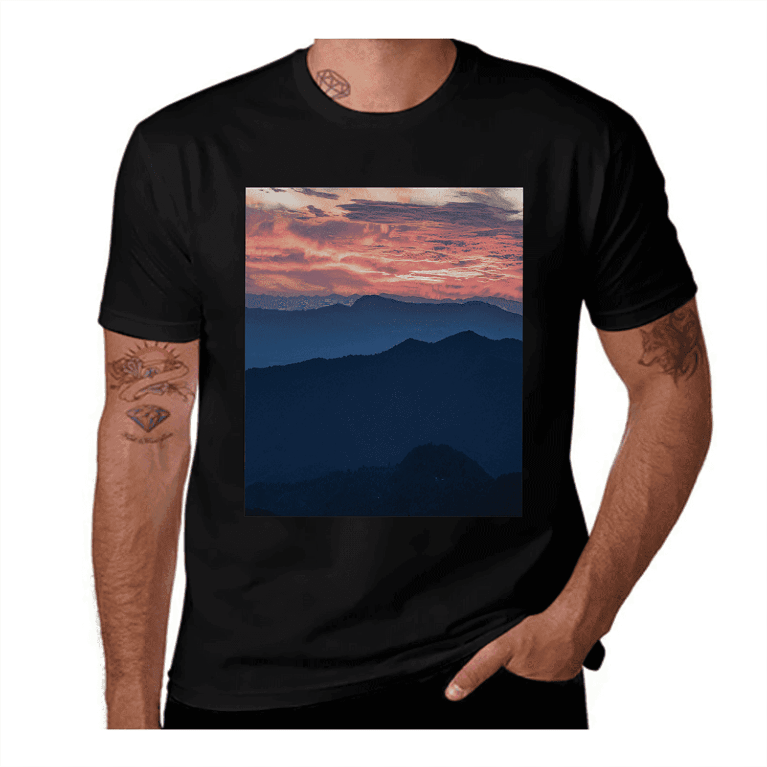 Blue Ridge Landscape-Appalachian-Coral-Dark Sky Blue Casual Streetwea ...
