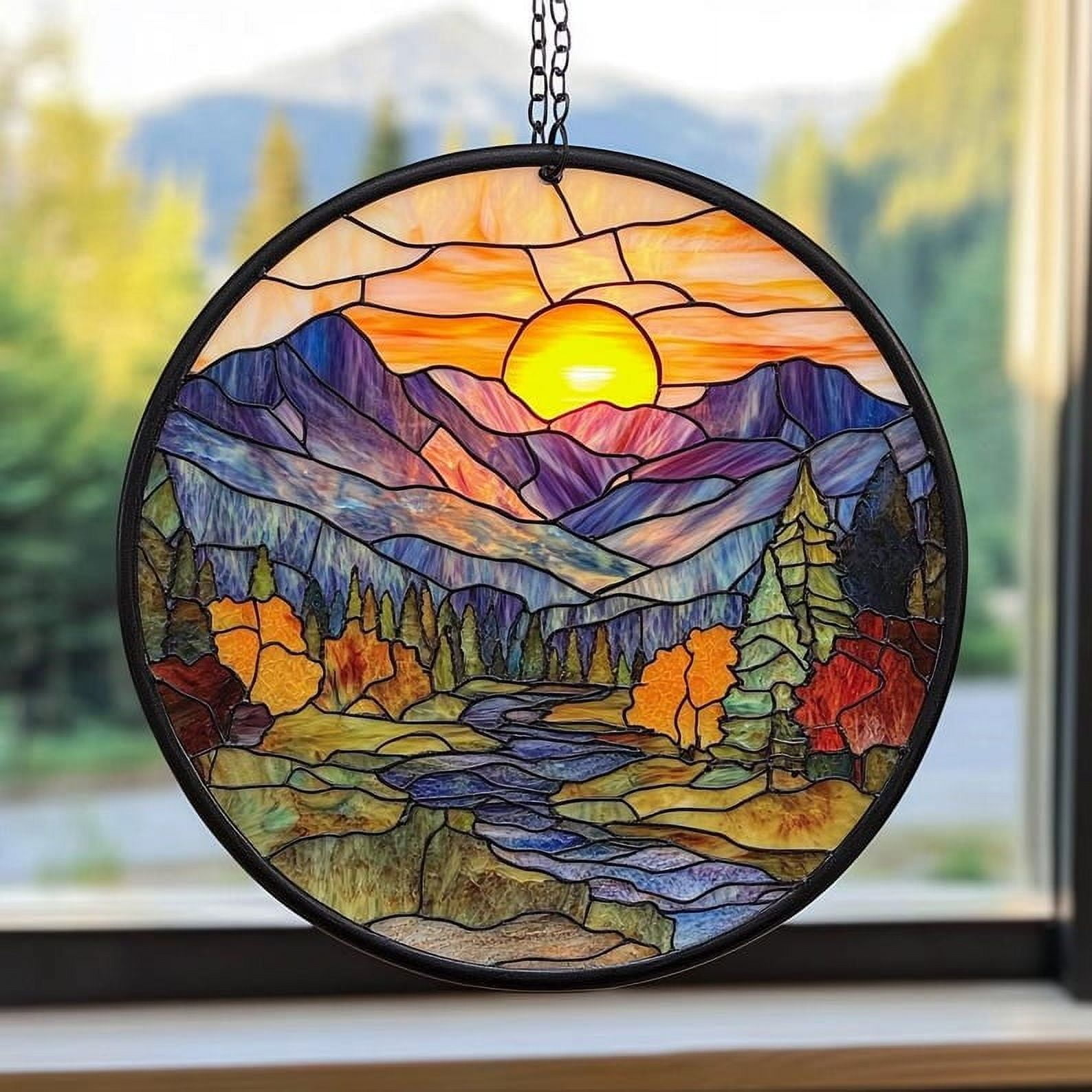 Blue Ridge Mountains 2D GlassSuncatcher, Mountain Glass Art Faux ...