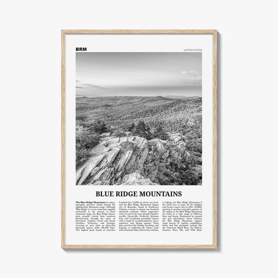 Blue Ridge Mountains Poster Poster Black And White United States Wall ...