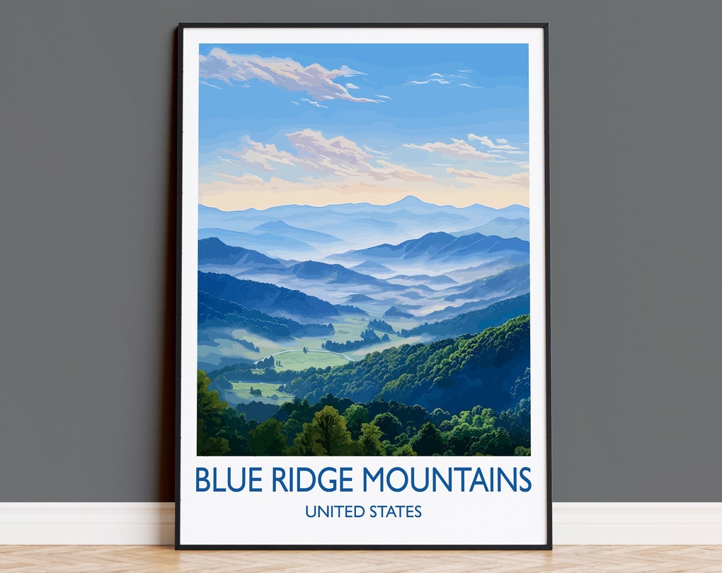 Blue Ridge Mountains Poster, Travel Print Of Blue Ridge Mountains ...