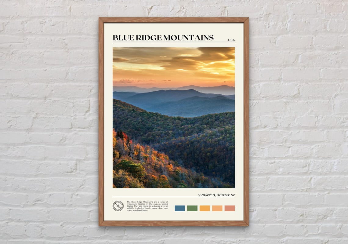 Blue Ridge Mountains Print, Blue Ridge Mountains Wall Art, Blue Ridge ...