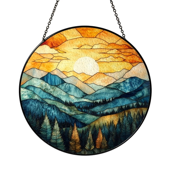 Blue Ridge Mountains Stained Glass Style Suncatcher, Scenic Mountain ...