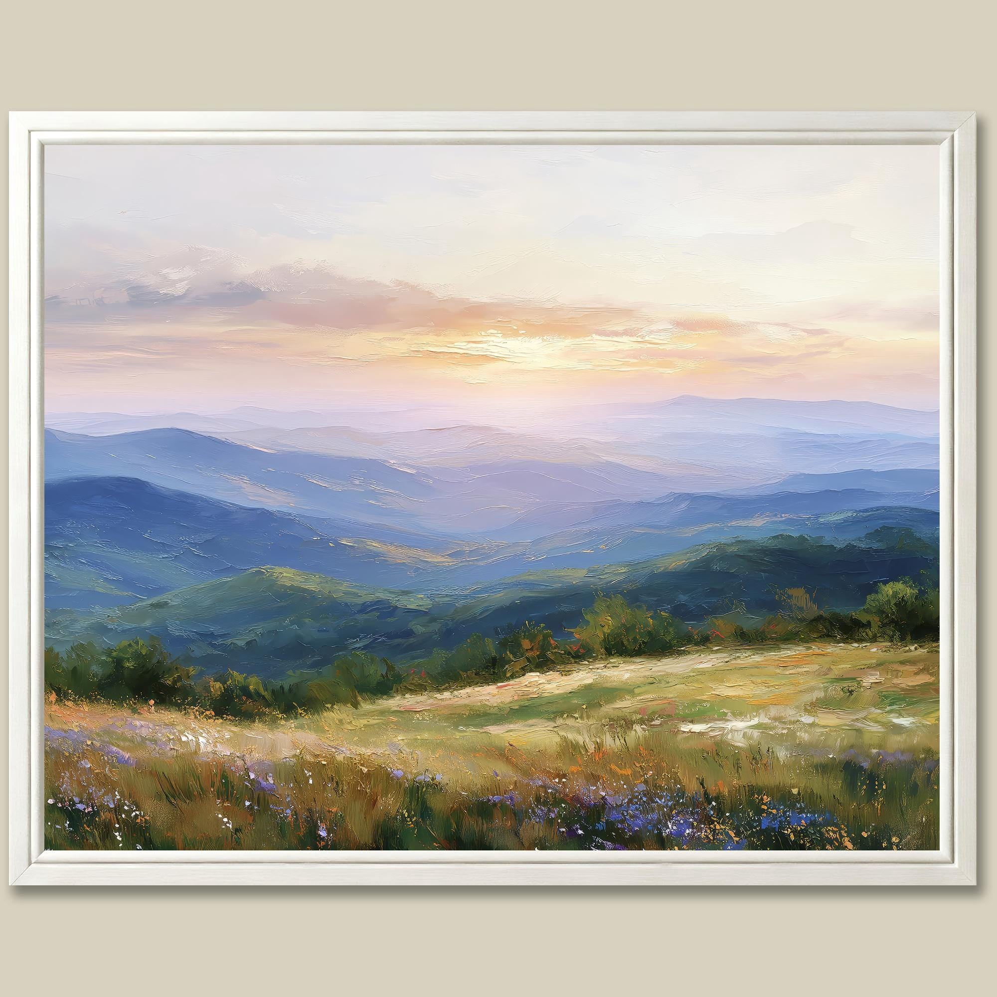 Blue Ridge Mountains Sunset Oil Painting Poster Appalachian Landscape ...