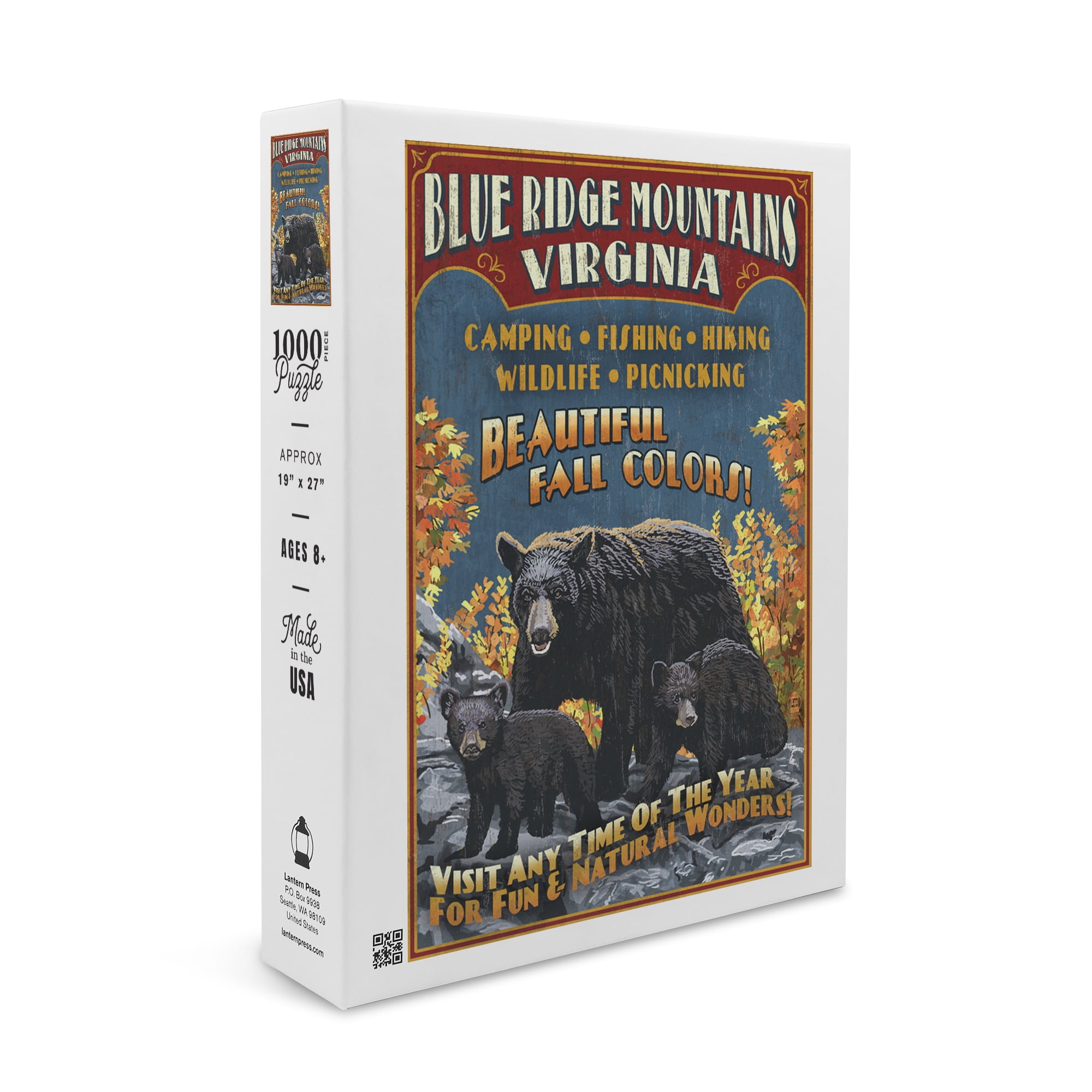 Blue Ridge Mountains, Virginia, Black Bear Family Vintage Sign (1000 ...