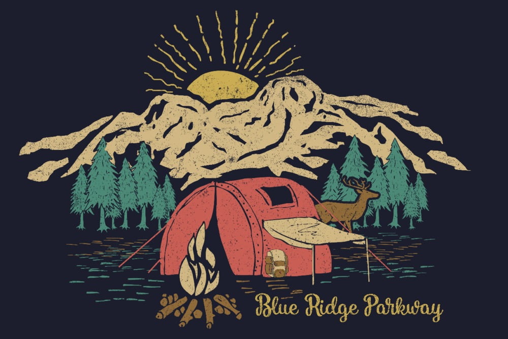 Blue Ridge Parkway, Camping Scene (24x36 Giclee Gallery Art Print ...