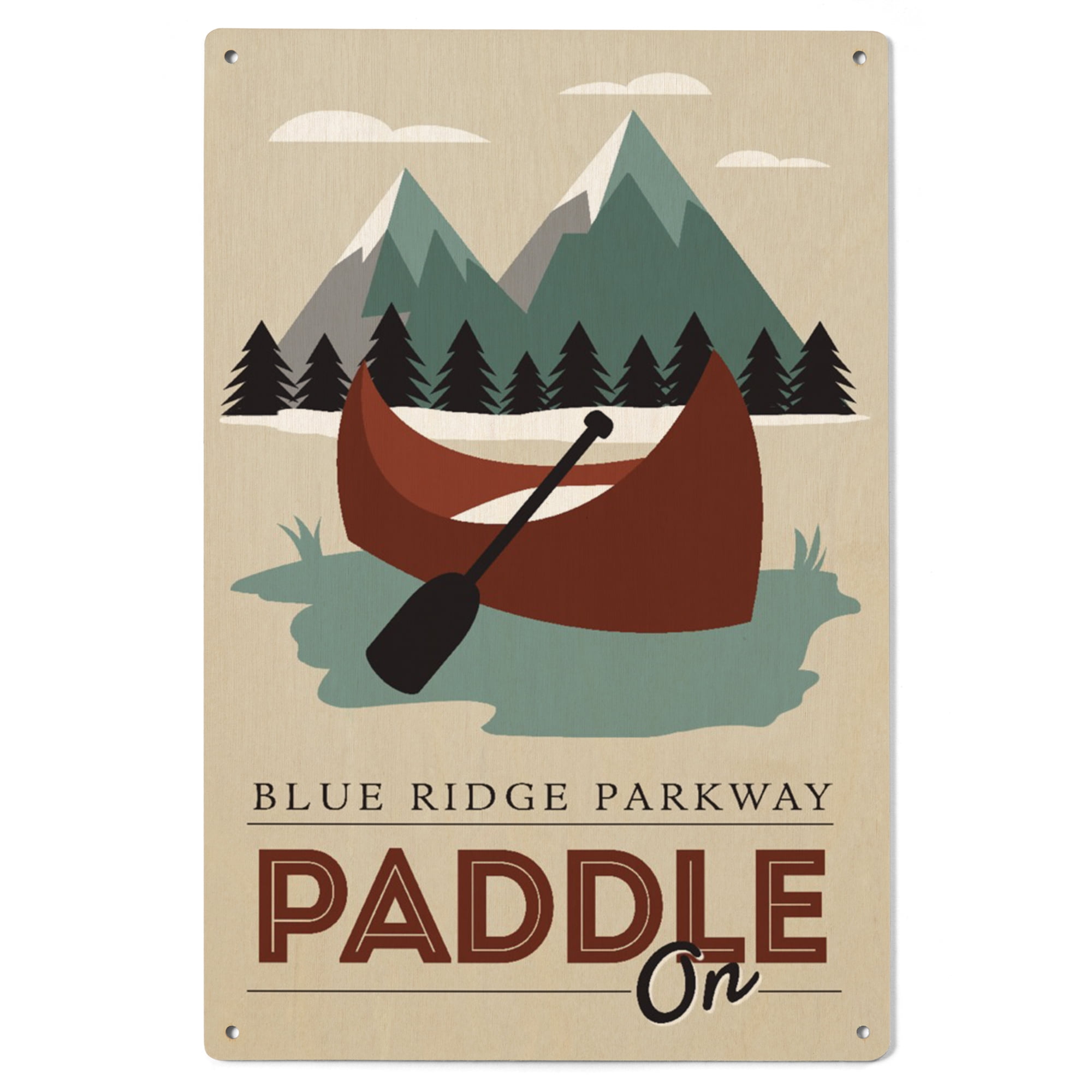 Blue Ridge Parkway, Paddle On, Canoe Scene, Vector Birch Wood Wall Sign ...