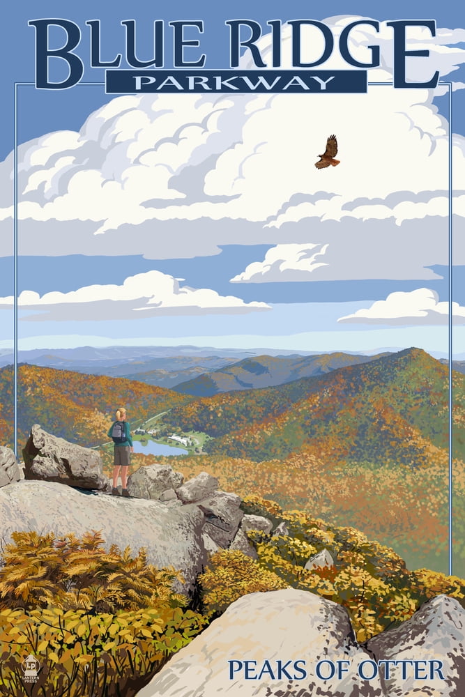 Blue Ridge Parkway, Peaks of Otter in Fall (16x24 Giclee Gallery Art ...