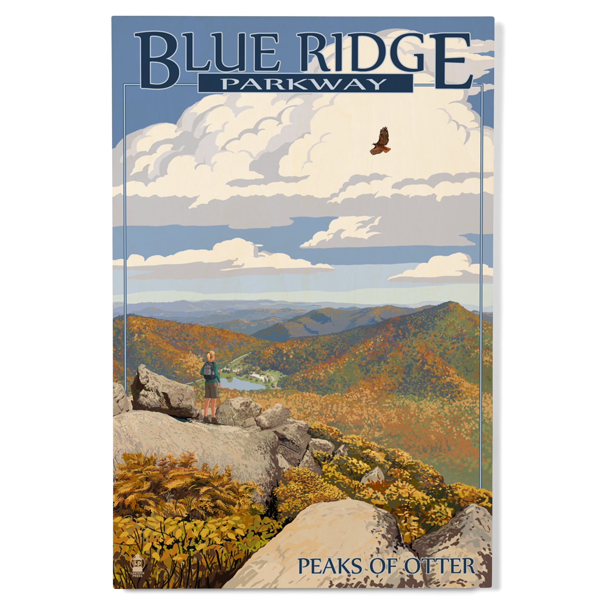 Blue Ridge Parkway, Peaks of Otter in Fall Birch Wood Wall Sign (12x18 ...