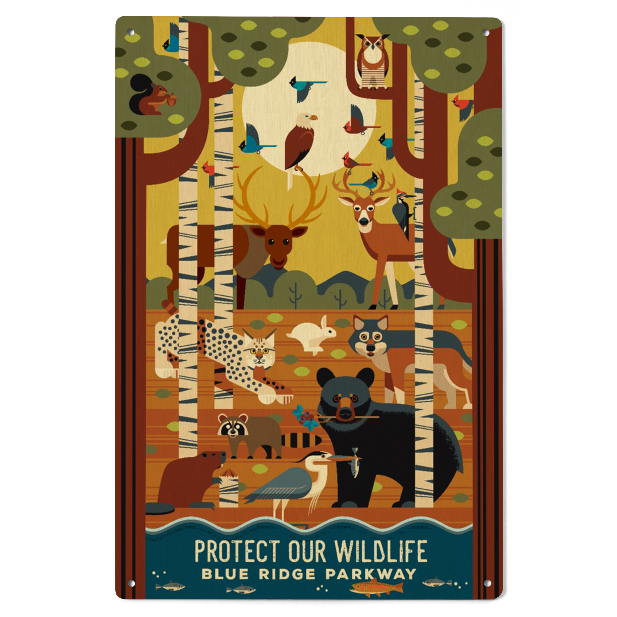 Blue Ridge Parkway, Protect our Wildlife, Forest Animals, Geometric ...