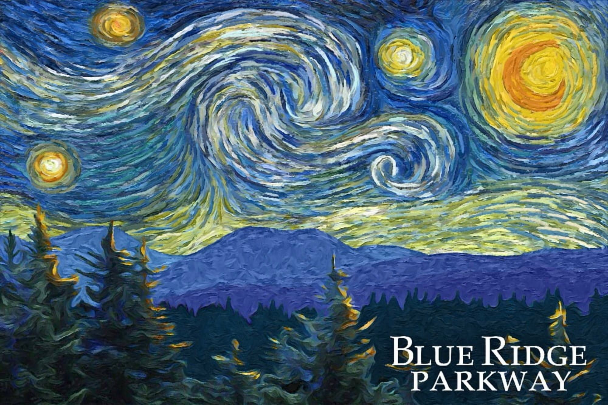 Blue Ridge Parkway, Starry Night (36x54 Giclee Gallery Art Print, Vivid ...