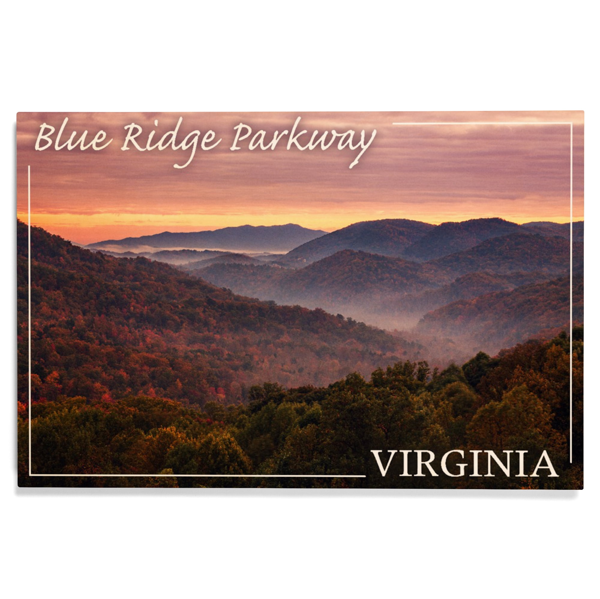 Blue Ridge Parkway, Virginia, Sunset Birch Wood Wall Sign (12x18 Rustic ...