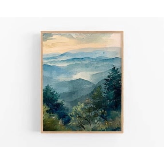 Blue Ridge Watercolor Poster North Carolina Mountains Watercolor ...