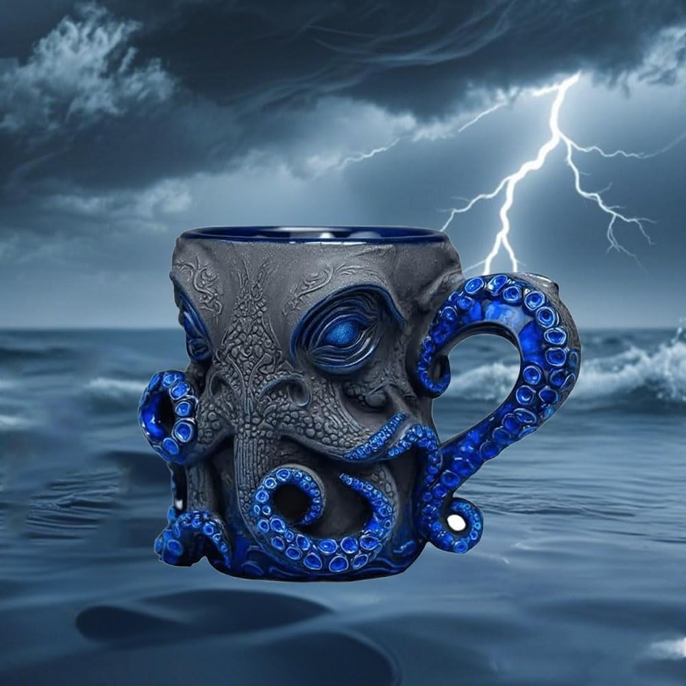 Blue Ring Octopus Cup, 3D Blue-ringed Octopus Cup, 11 OZ Unique Ocean ...
