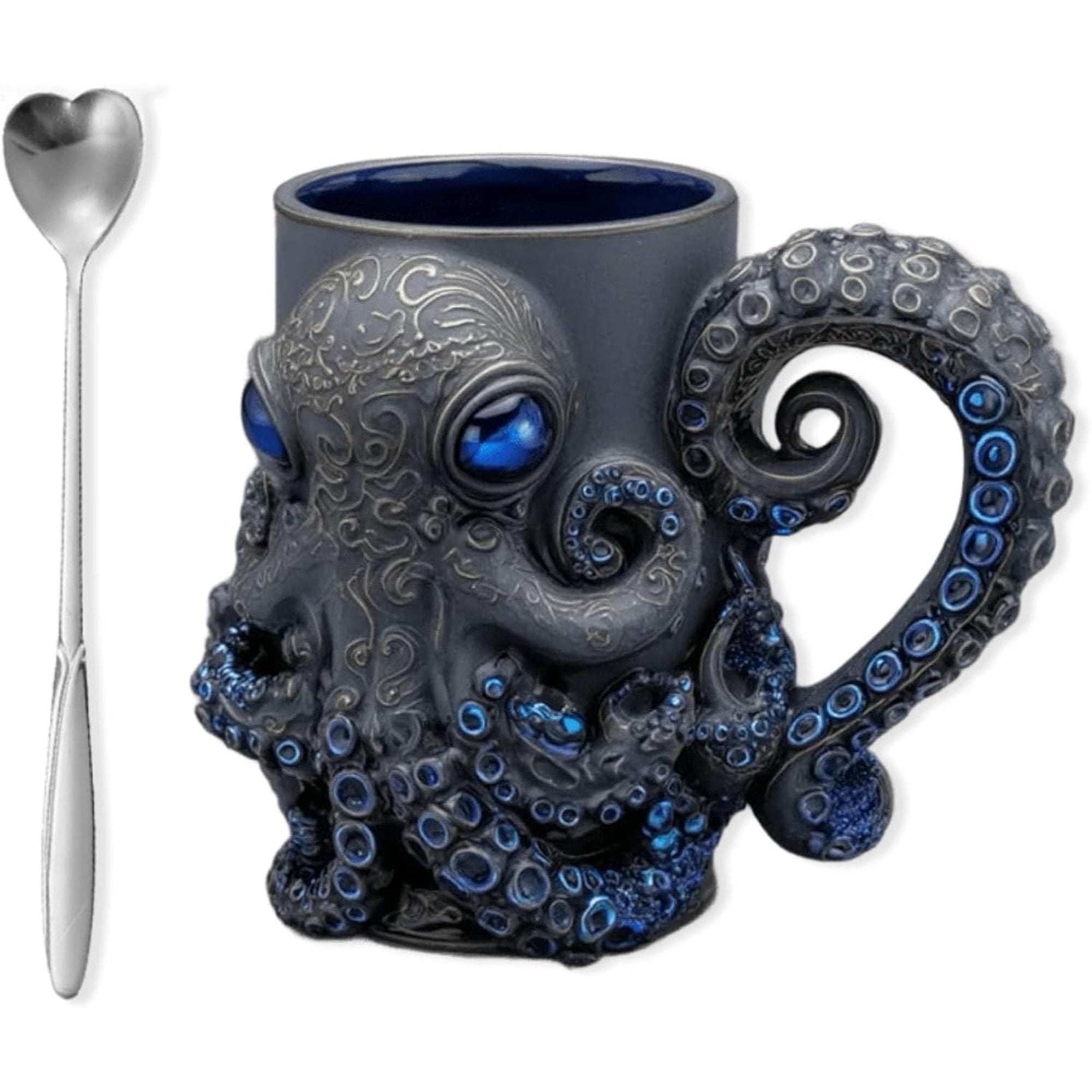 Blue Ring Octopus Cup Novelty 3D Handmade Octopus Cup with Big Eyes and ...