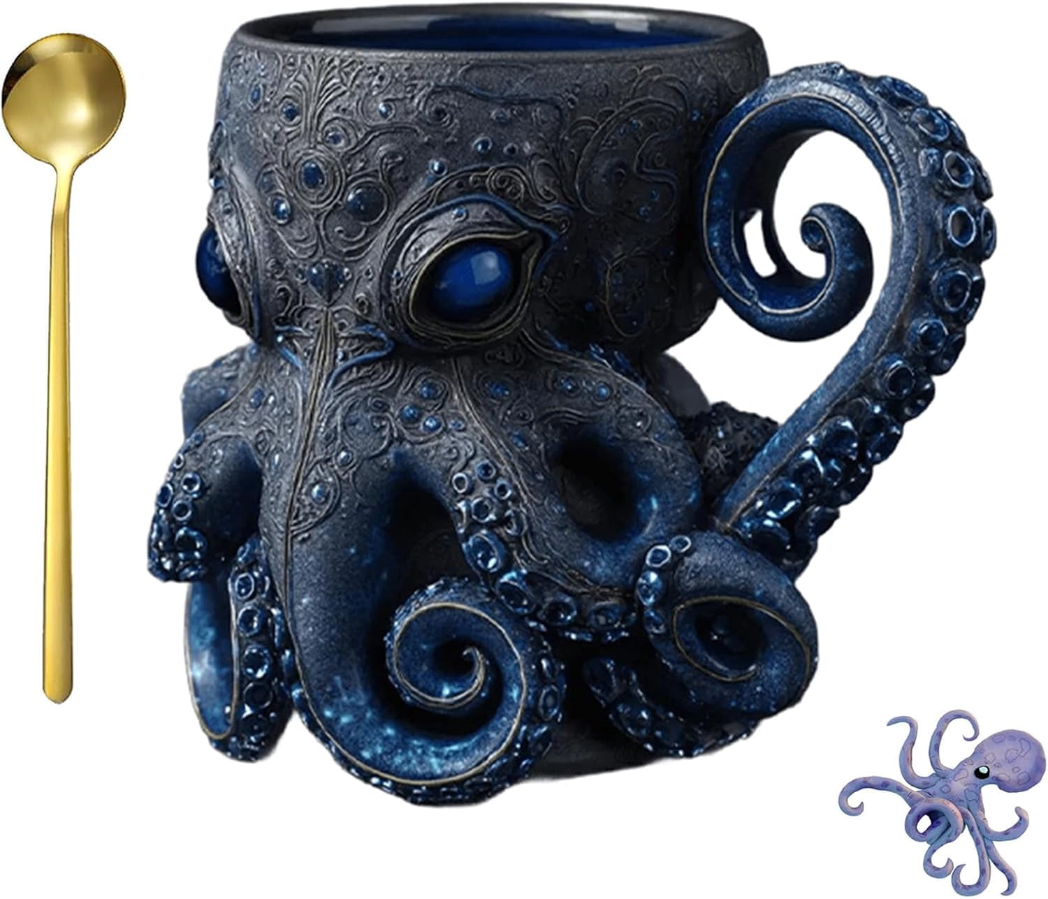 Blue Ring Octopus Cup, Unique Ocean Theme Octopus Cup, Novelty Octopus ...