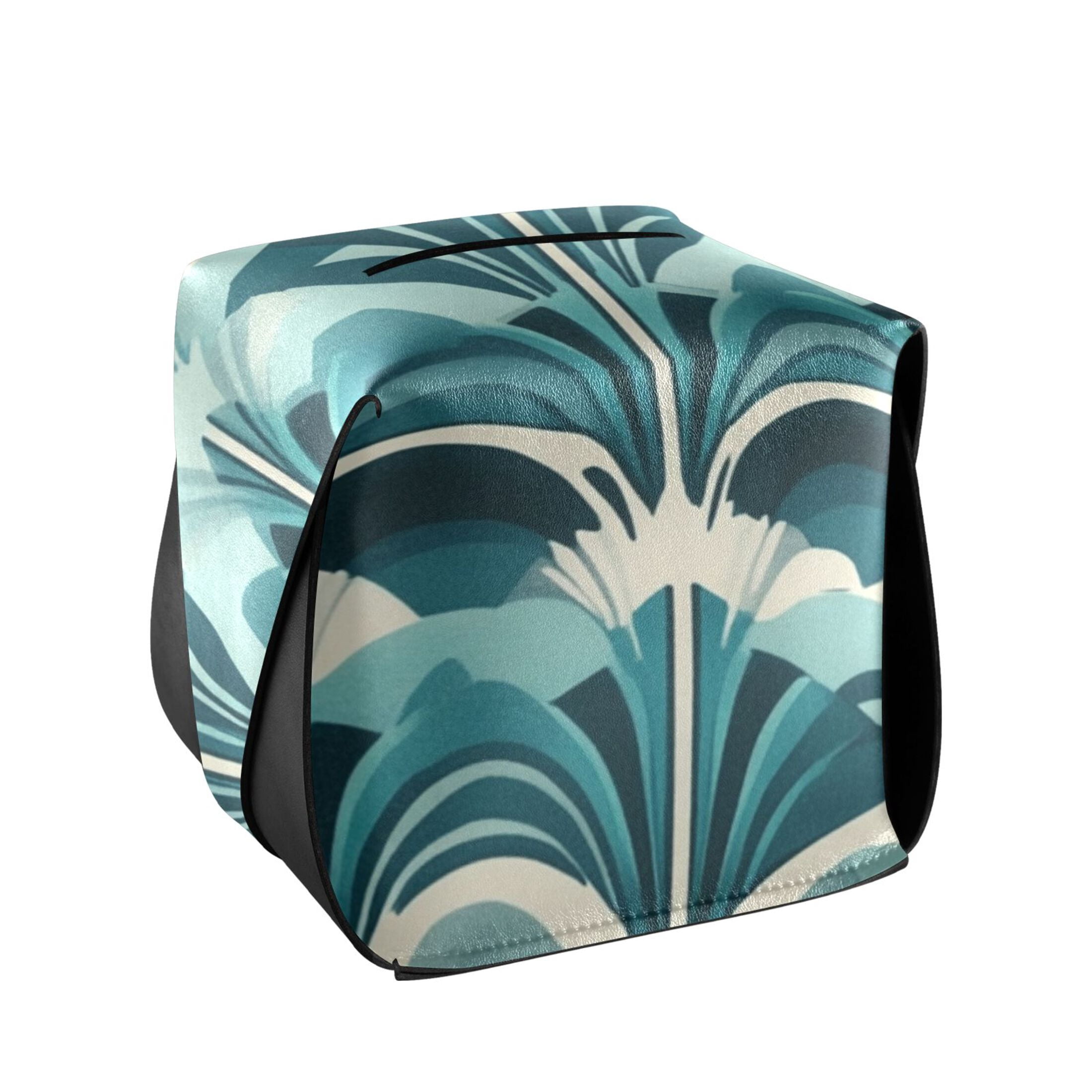 Blue Ripple Art Deco Wallpaper Pattern Tissue Box Cover Leather Square ...