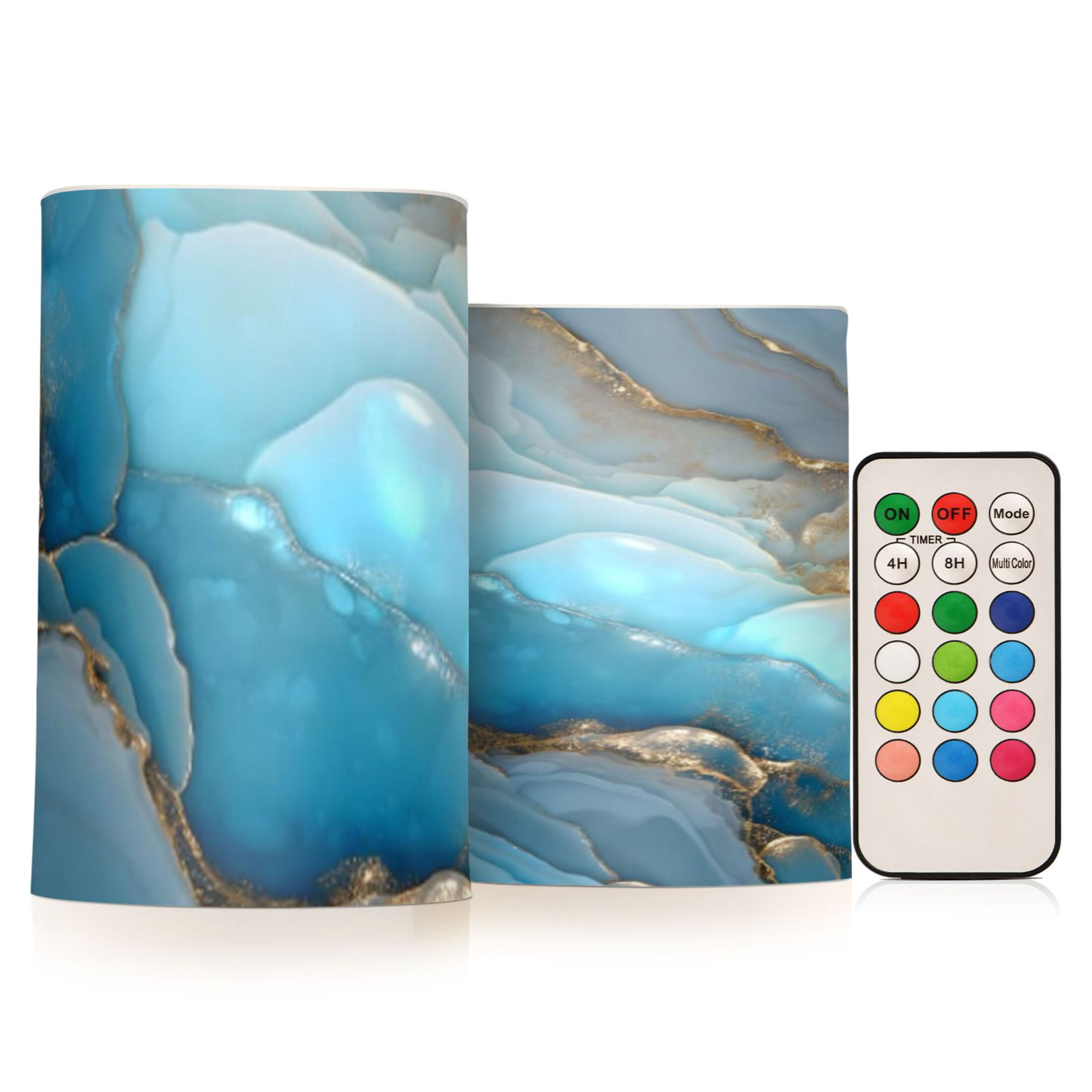 Blue Ripple Gold Line Design Flickering Flameless Candles Battery ...