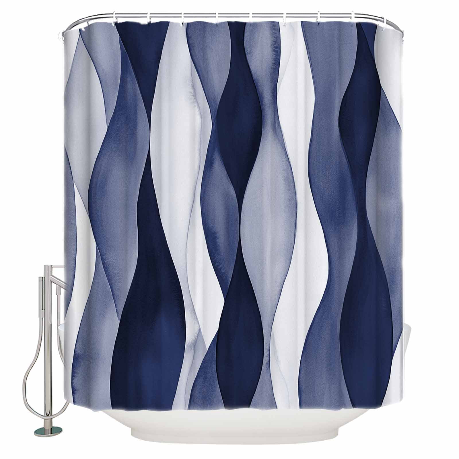 Blue Ripple Shower Curtain, 36" x 72", Abstract Gradient Watercolor ...