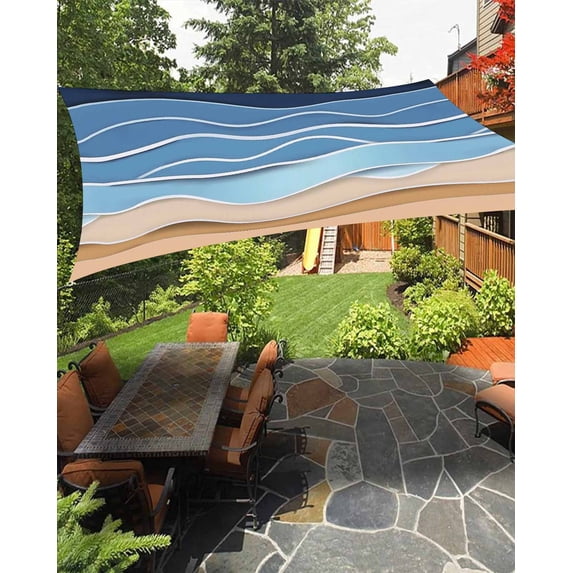 Blue Ripple Sun Shade Sail 14'X18' Blue Wave Gradient UV Block Outdoor ...