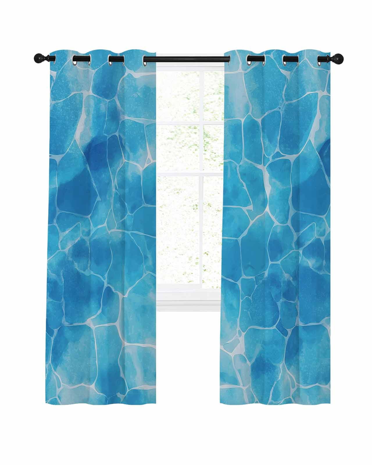 Blue Ripples Blackout Curtains for Bedroom Living Room, Watercolor ...