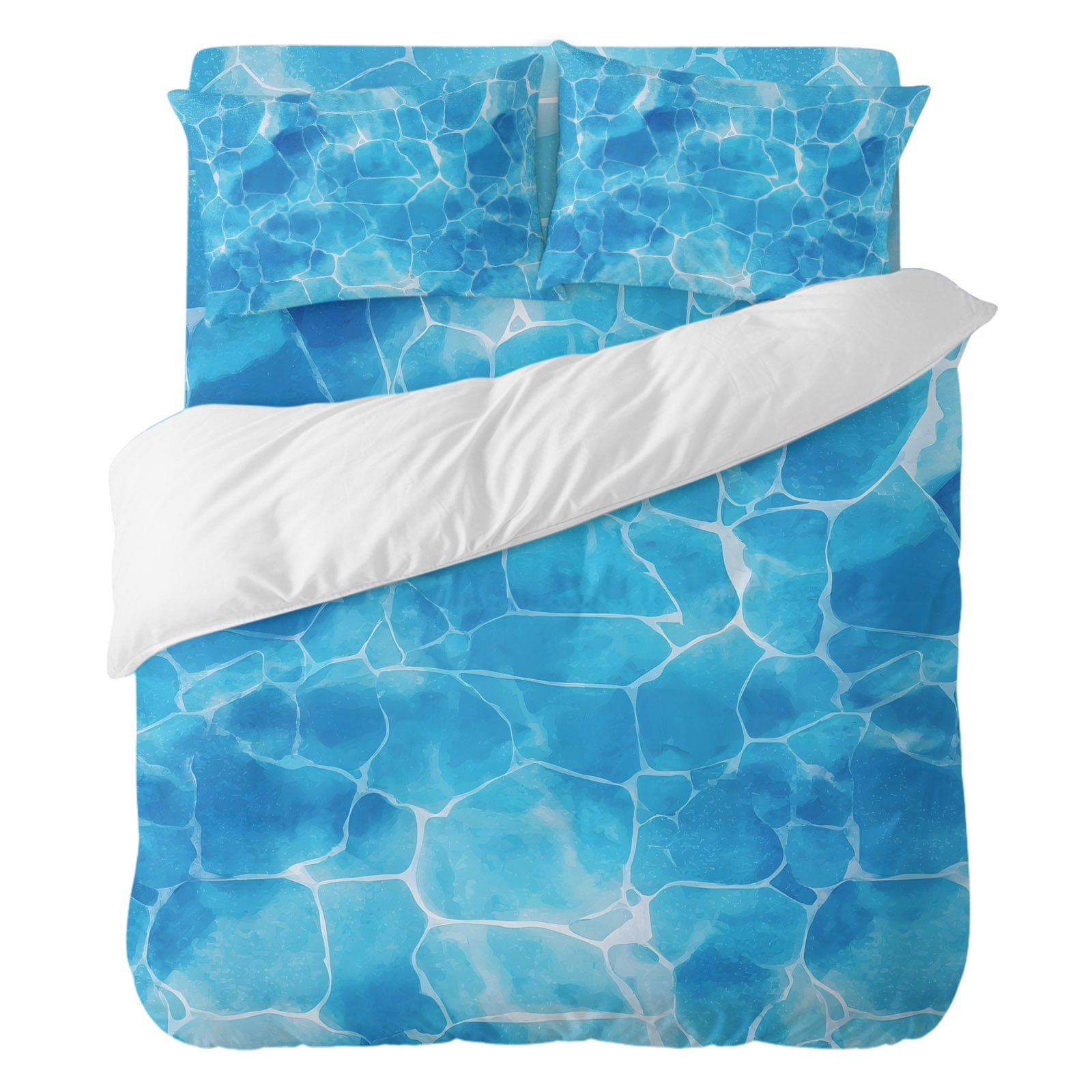 Blue Ripples King Duvet Cover Set, Watercolor Ocean Water Summer ...