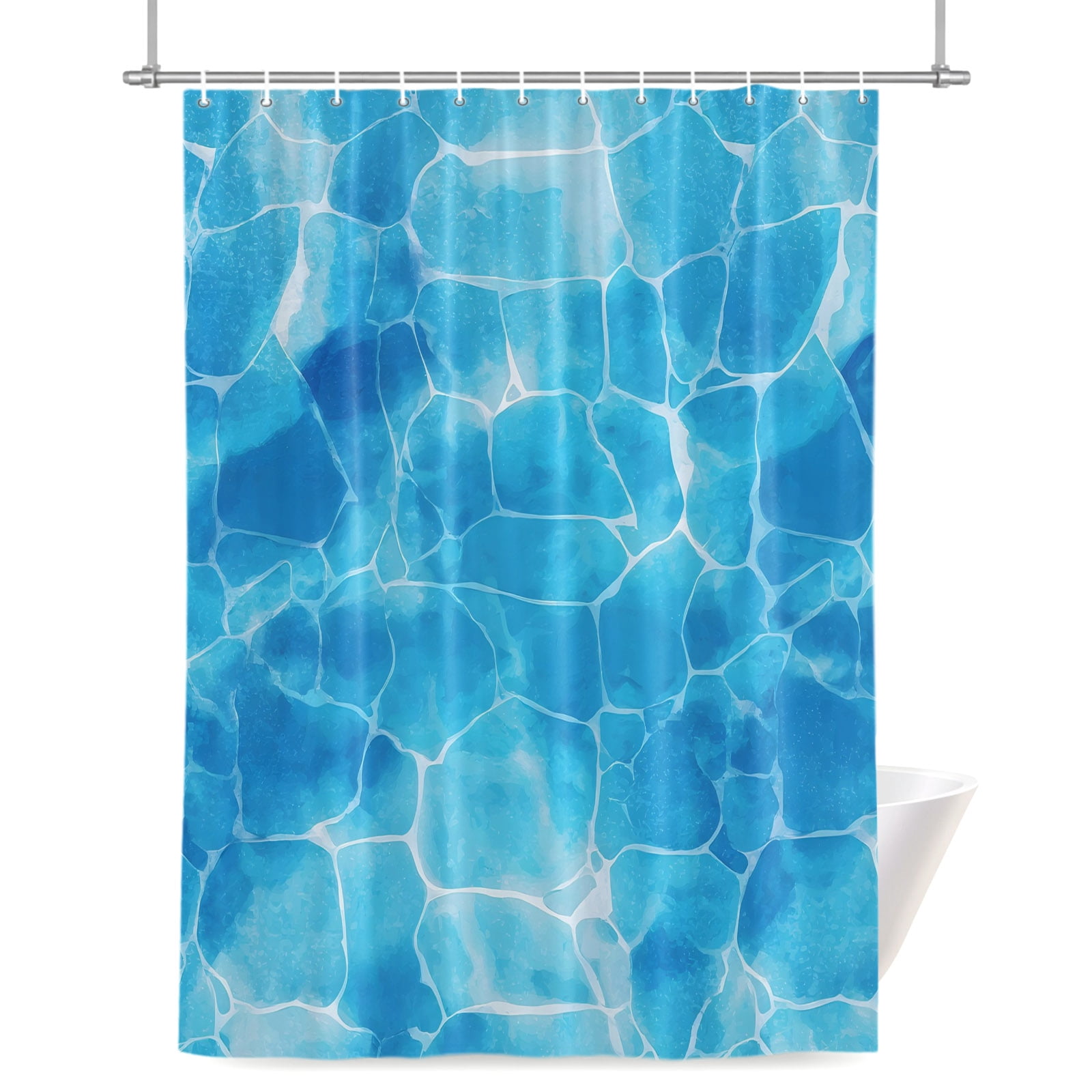 Blue Ripples Shower Curtains for Bathroom, Watercolor Ocean Water ...