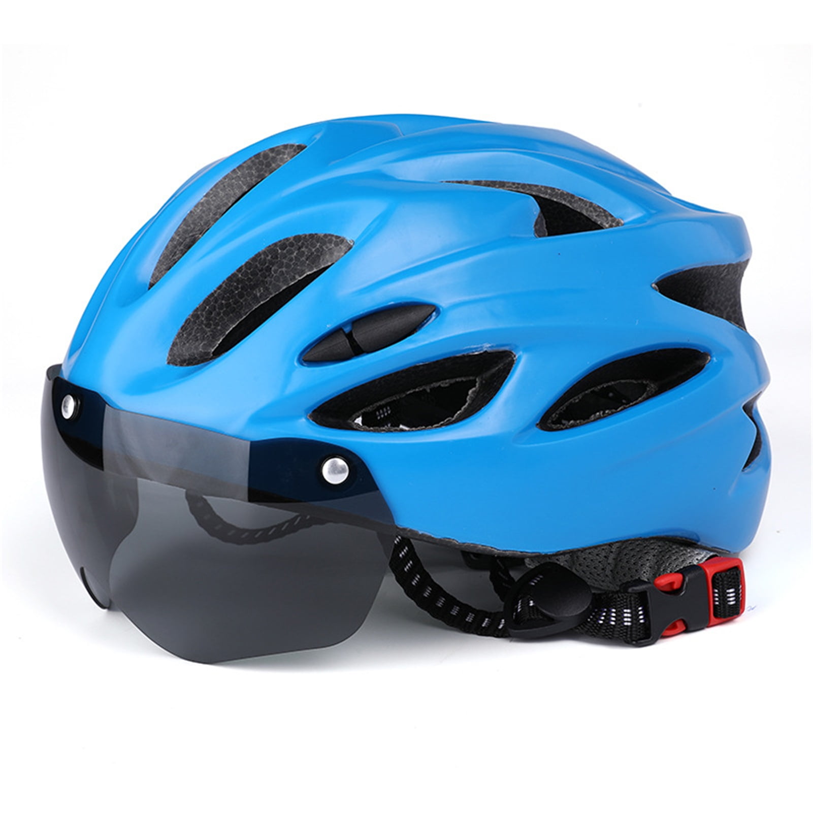Blue Road Bike Helmet with Goggles for Bike Race - Good Protection and ...